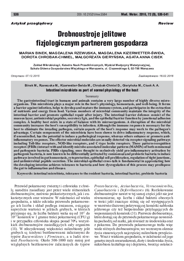 (PDF) Intestinal microbiota as part of normal physiology of the host