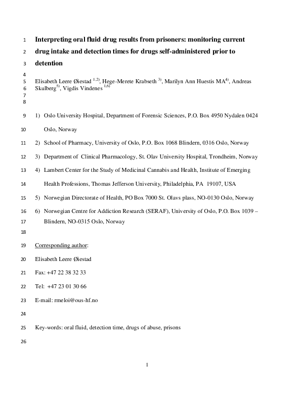 (PDF) Interpreting oral fluid drug results in prisoners: monitoring ...