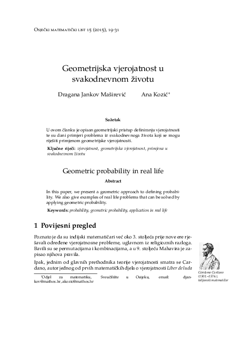 (PDF) Geometric probability in real life