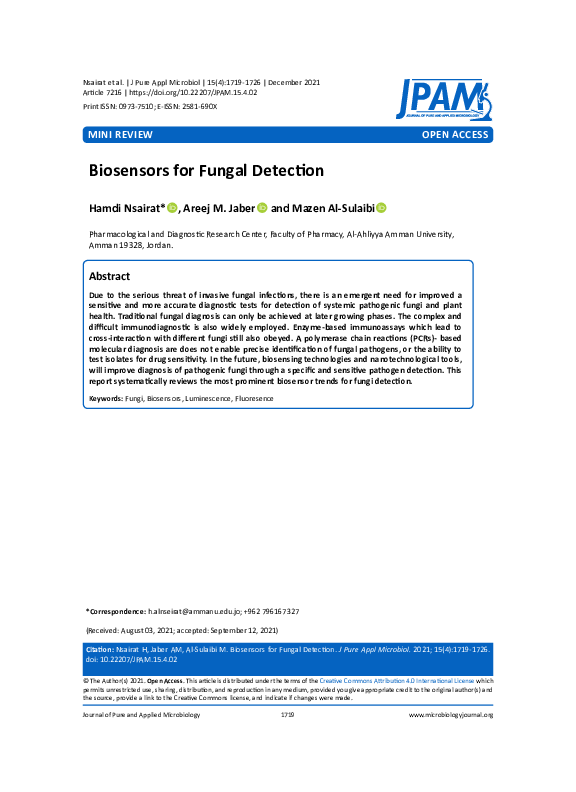 (PDF) Biosensors for Fungal Detection