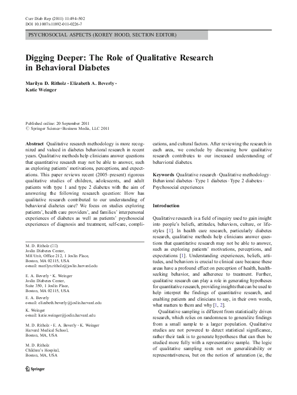 (PDF) Digging Deeper: The Role of Qualitative Research in Behavioral ...
