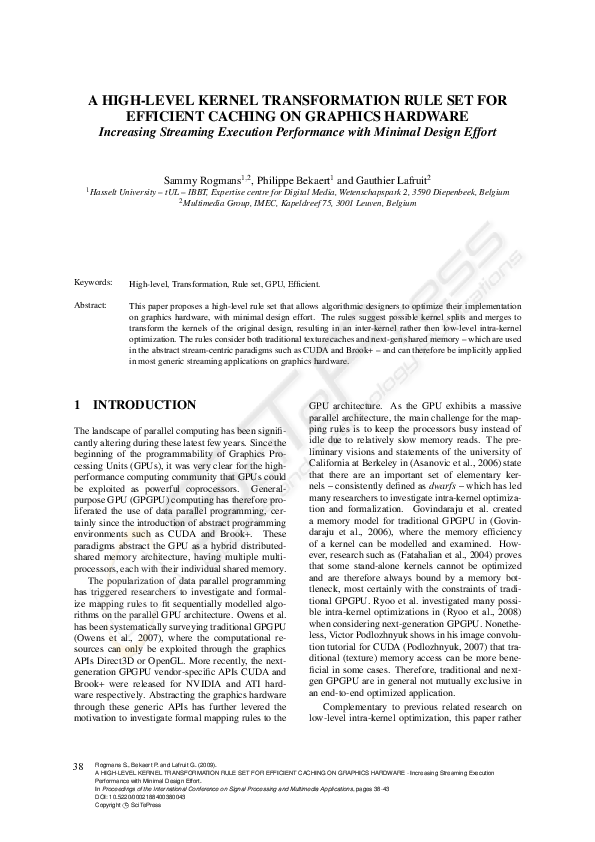 (PDF) A HIGH-LEVEL KERNEL TRANSFORMATION RULE SET FOR EFFICIENT CACHING ON GRAPHICS HARDWARE ...