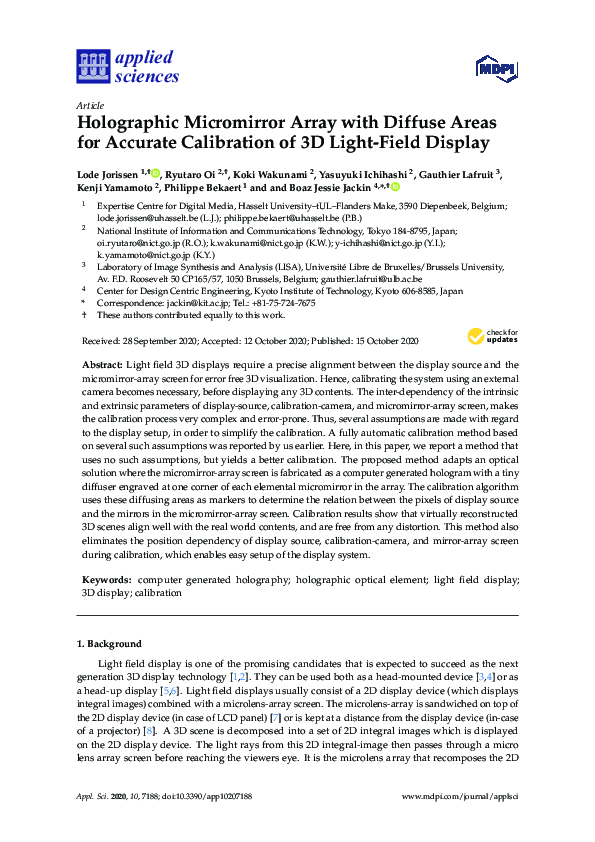 (PDF) Holographic Micromirror Array with Diffuse Areas for Accurate ...