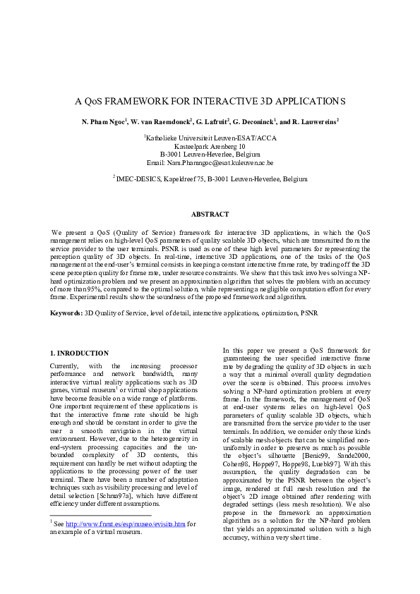 (PDF) A qos framework for interactive 3d applications