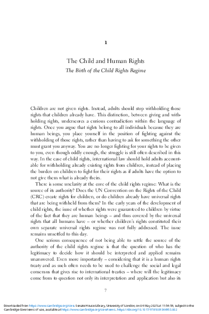 (PDF) Chapter 1 the child and human rights