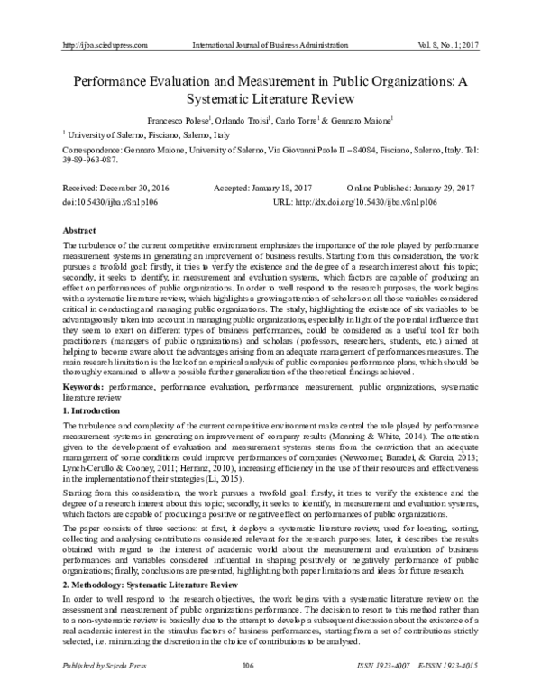 (PDF) Performance Evaluation and Measurement in Public Organizations: A ...