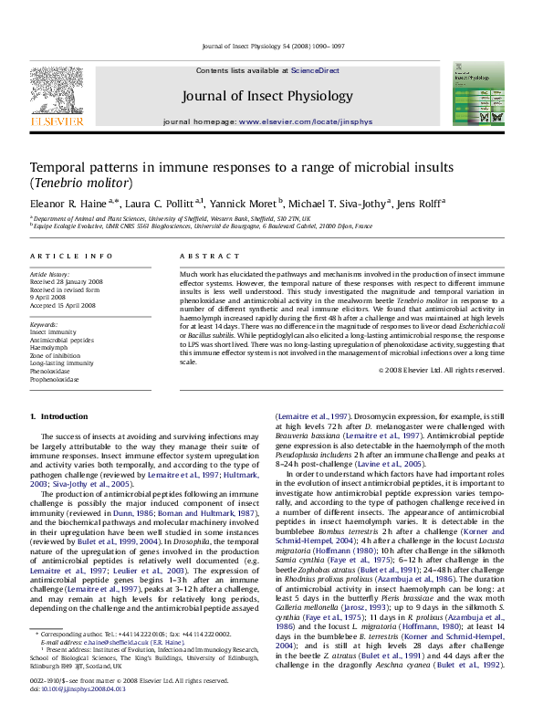 (PDF) Temporal patterns in immune responses to a range of microbial ...