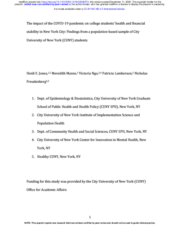 (PDF) The impact of the COVID-19 pandemic on college students’ health ...