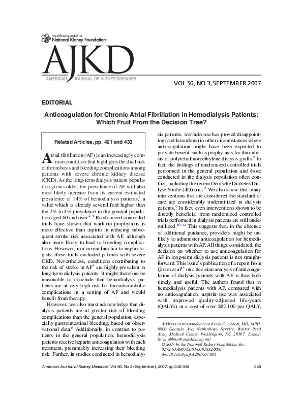 (PDF) Anticoagulation for Chronic Atrial Fibrillation in Hemodialysis ...