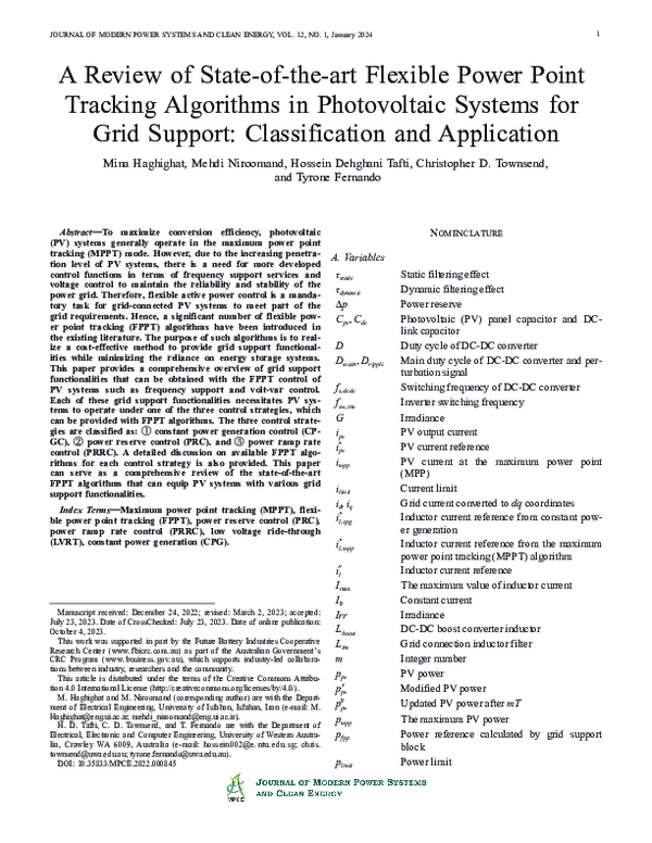 (PDF) A Review of State-of-the-art Flexible Power Point Tracking Algorithms in Photovoltaic ...