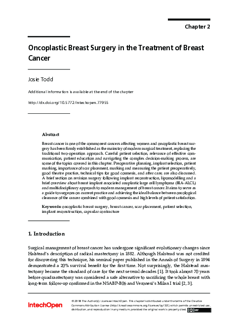 (PDF) Oncoplastic Breast Surgery in the Treatment of Breast Cancer