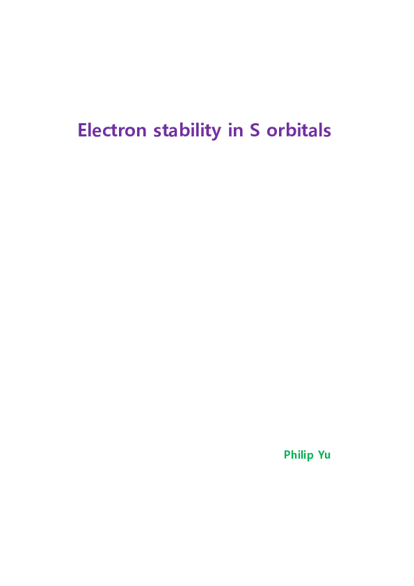 (PDF) Electron stability in S orbitals