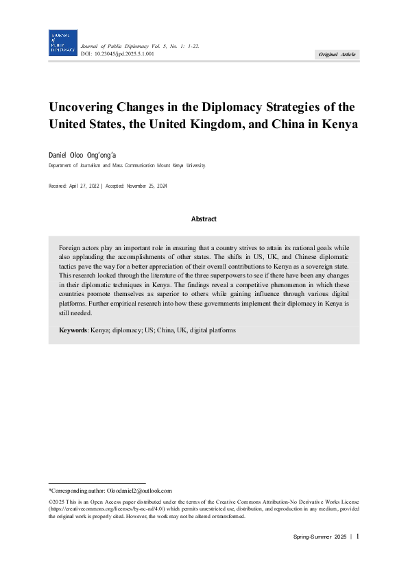 (PDF) Uncovering Changes in the Diplomacy Strategies of the United ...