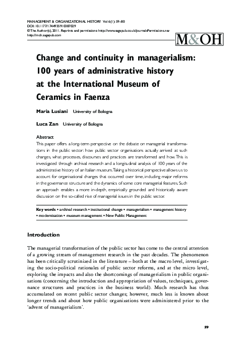 (PDF) Change and continuity in managerialism: 100 years of ...