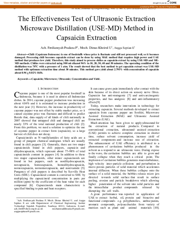 (PDF) The Effectiveness Test of Ultrasonic Extraction Microwave ...