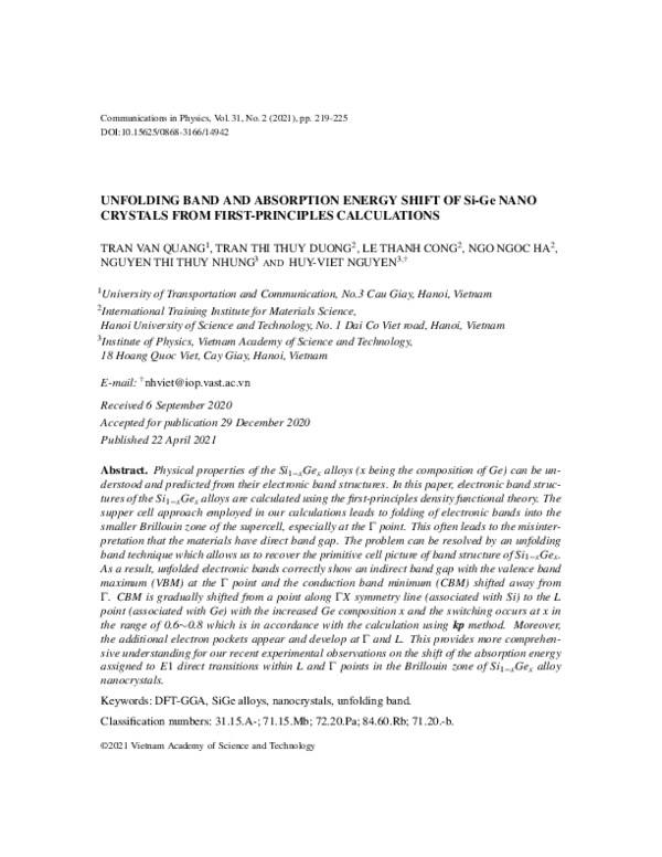 (PDF) Unfolding Band and Absorption Energy Shift of \(\text{Si-Ge ...