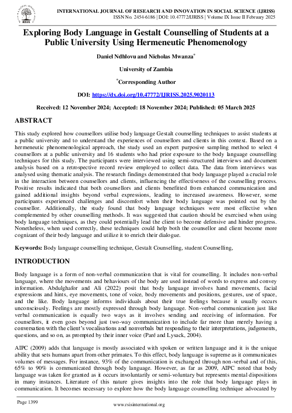 (PDF) Exploring Body Language in Gestalt Counselling of Students at a ...