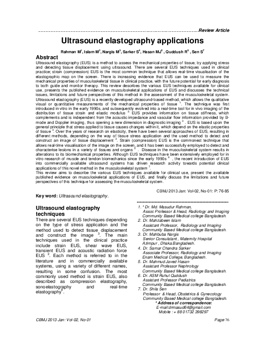 (PDF) Ultrasound elastography applications