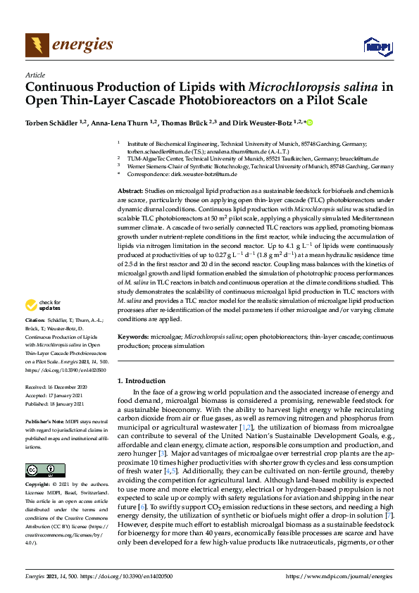 (PDF) Continuous Production of Lipids with Microchloropsis salina in ...