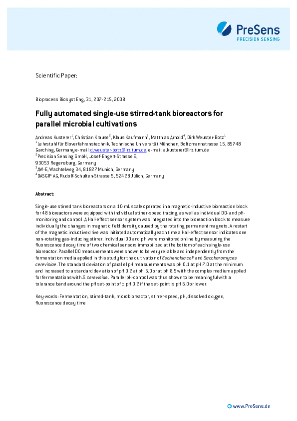 (PDF) Fully automated single-use stirred-tank bioreactors for parallel ...