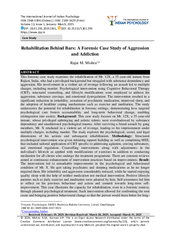 (PDF) Rehabilitation Behind Bars: A Forensic Case Study of Aggression ...
