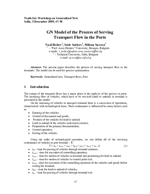 (PDF) GN Model of the Process of Serving Transport Flow in the Ports