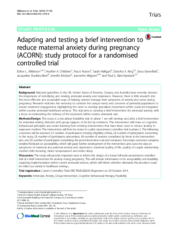 (PDF) Adapting and testing a brief intervention to reduce maternal ...