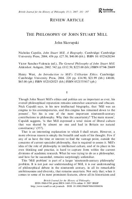 (PDF) The Philosophy of John Stuart Mill