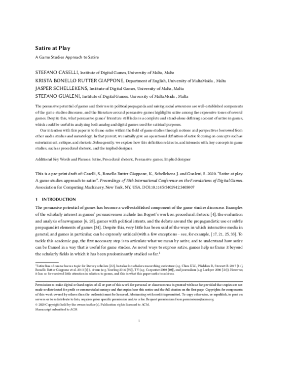 (PDF) Satire at Play