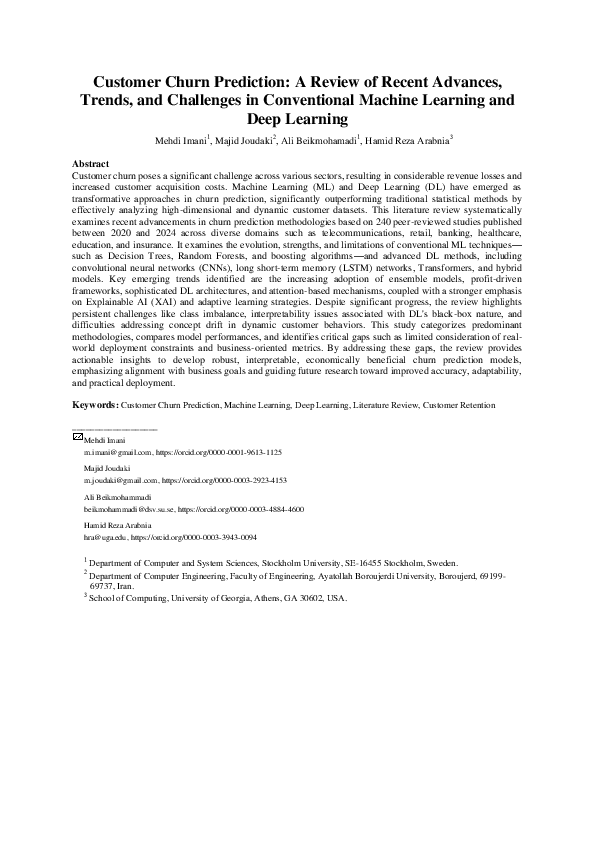 (PDF) Customer Churn Prediction: A Review of Recent Advances, Trends ...