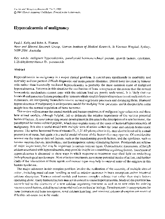 (PDF) Hypercalcaemia of malignancy