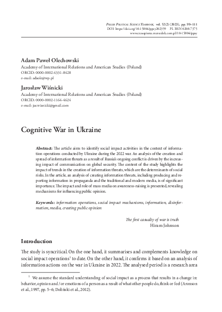(PDF) Cognitive War in Ukraine