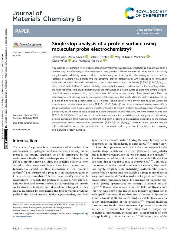 (PDF) Single Stop Analysis of a Protein Surface using Molecular Probe ...