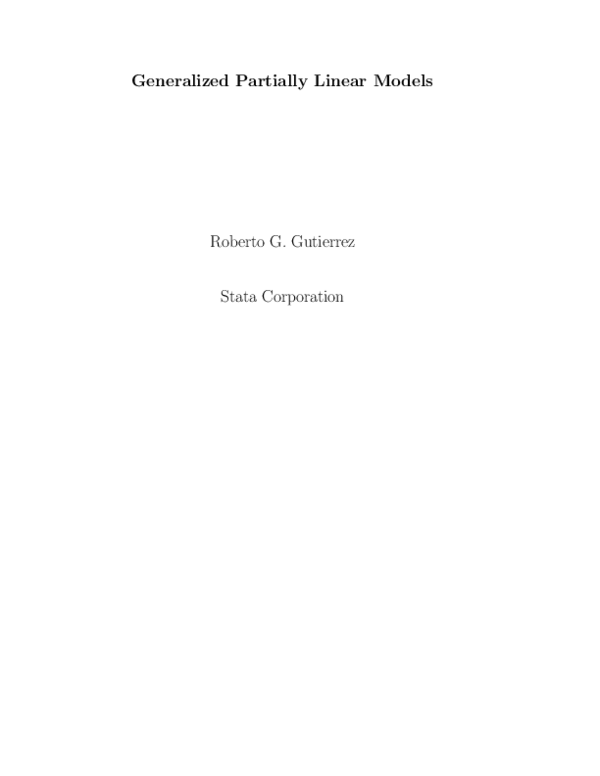 (PDF) Generalized partially linear models