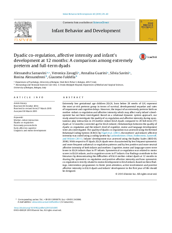 (PDF) Dyadic co-regulation, affective intensity and infant's ...