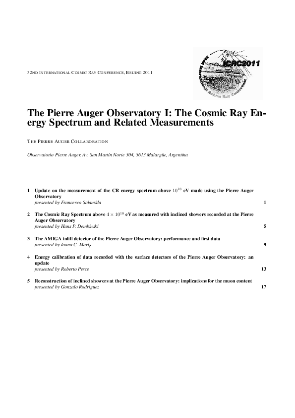 (PDF) The Pierre Auger Observatory I: The Cosmic Ray Energy Spectrum ...