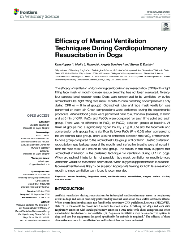 (PDF) Efficacy of Manual Ventilation Techniques During Cardiopulmonary ...