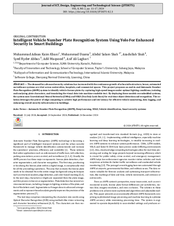 (PDF) Intelligent Vehicle Number Plate Recognition System Using Yolo ...