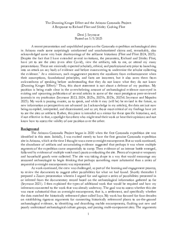 (PDF) 2025, The Dunning Kruger Effect and the Arizona Coronado Project ...
