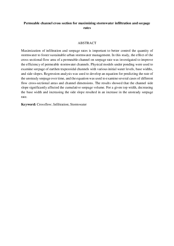 (PDF) Permeable Channel Cross Section for Maximizing Stormwater ...
