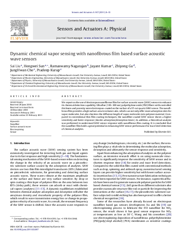 (PDF) Dynamic chemical vapor sensing with nanofibrous film based ...