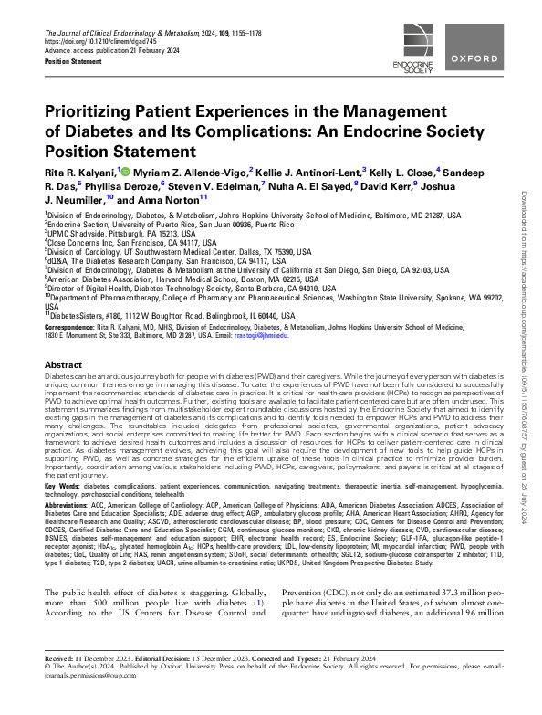 (PDF) Prioritizing Patient Experiences in the Management of Diabetes ...
