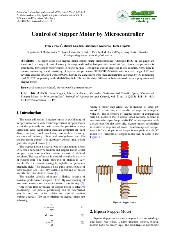 (PDF) Stepper Motor Control by ATMEL AVR Microcontroller