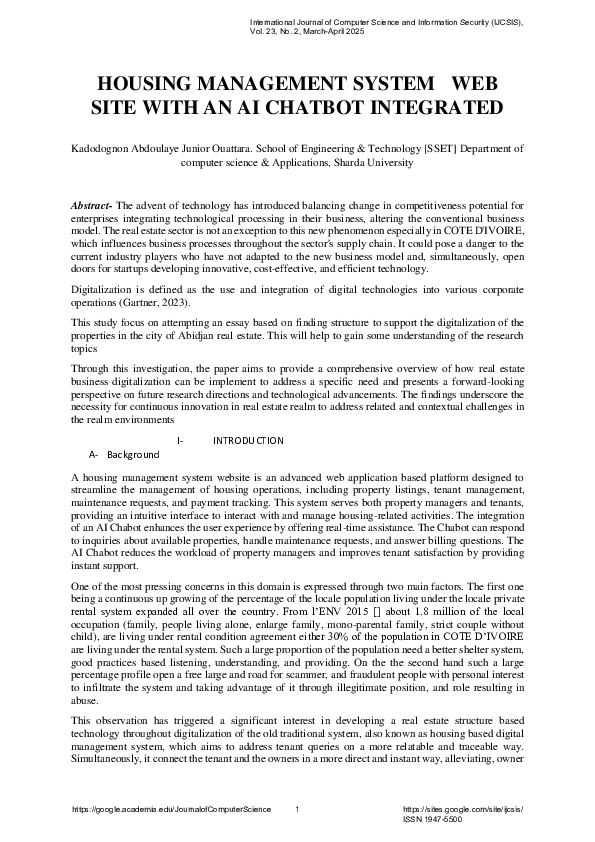 (PDF) HOUSING MANAGEMENT SYSTEM WEB SITE WITH AN AI CHATBOT INTEGRATED