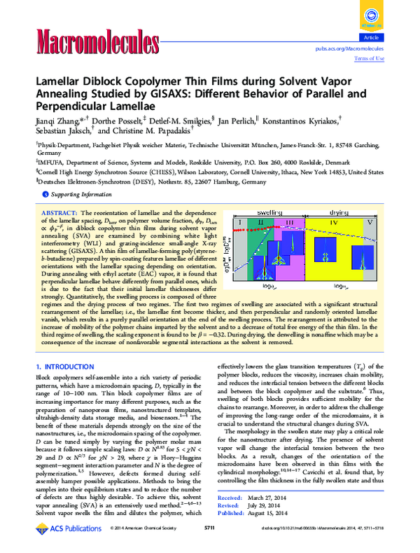 (PDF) Lamellar Diblock Copolymer Thin Films during Solvent Vapor ...