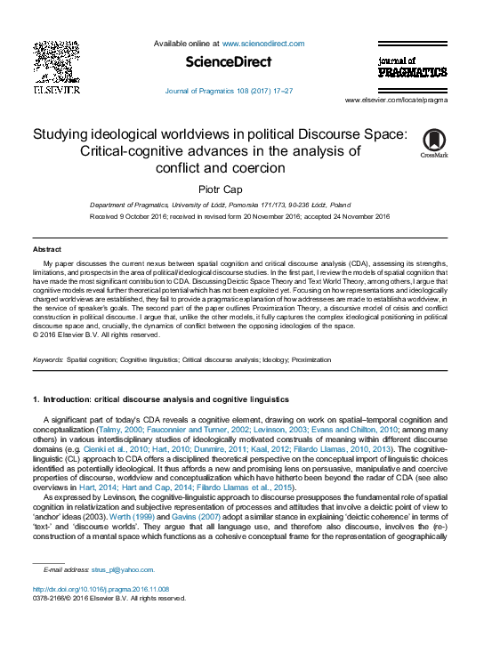 (PDF) Studying ideological worldviews in political Discourse Space ...