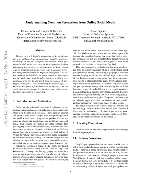 (PDF) Understanding Common Perceptions from Online Social Media