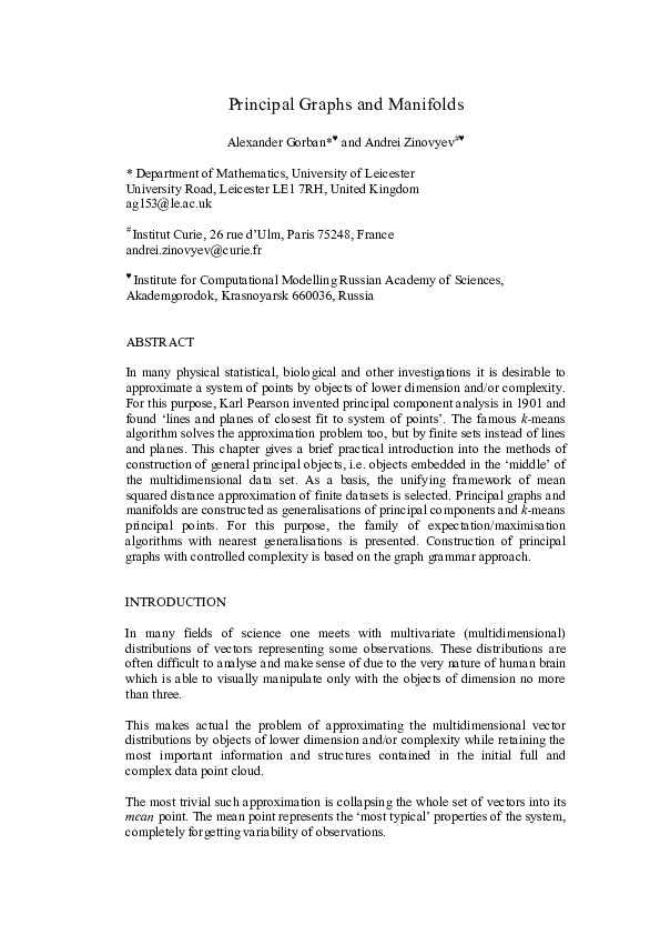 (PDF) Principal Graphs and Manifolds