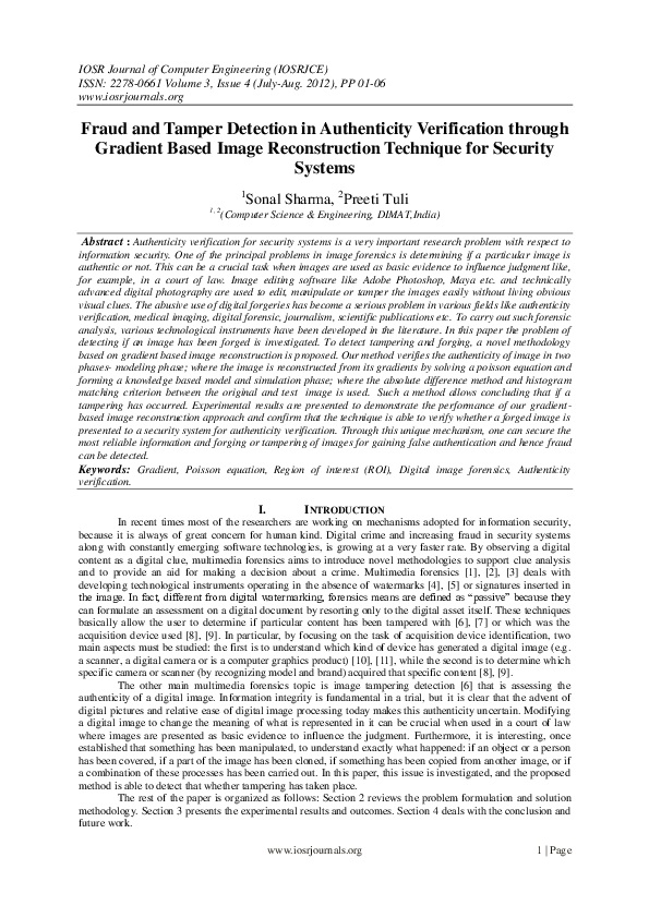 (PDF) Fraud and Tamper Detection in Authenticity Verification through ...