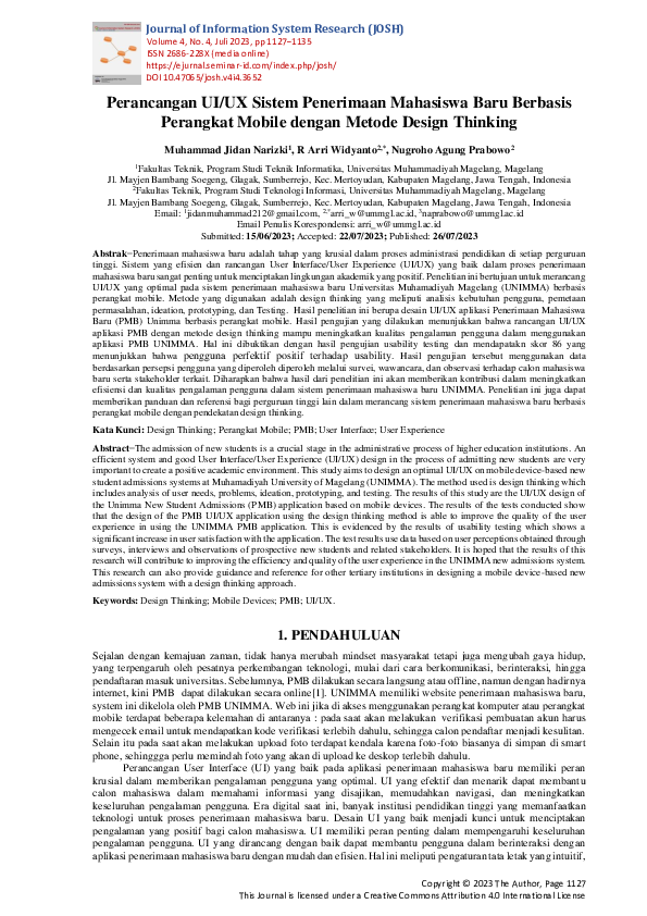 (PDF) Perancangan UI/UX Sistem Penerimaan Mahasiswa Baru Berbasis Perangkat Mobile dengan Metode ...